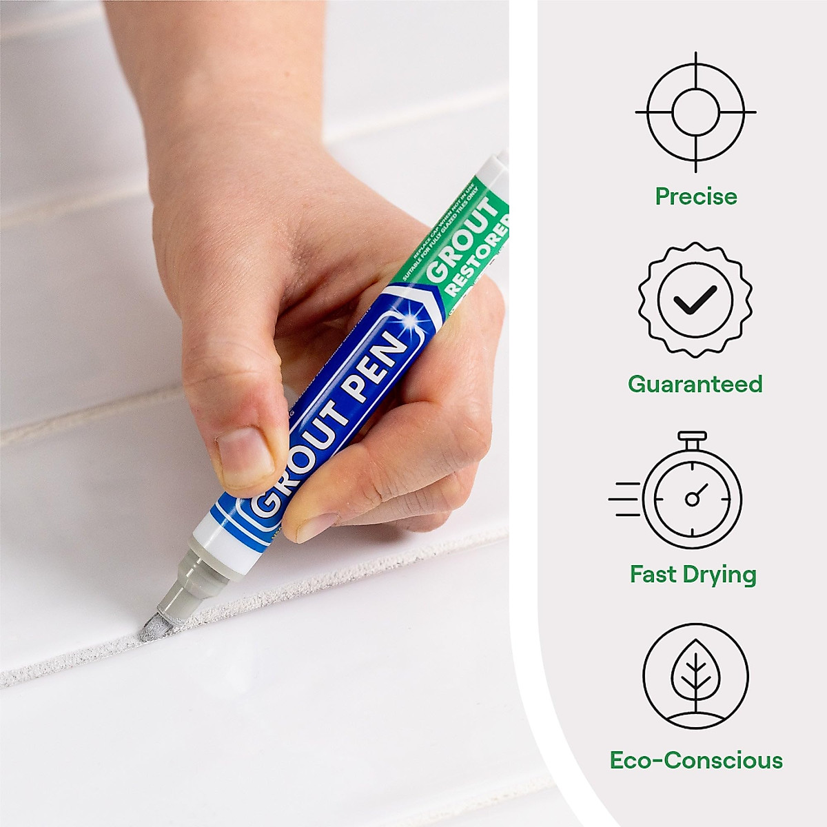 Grout Pen Light Grey Tile Paint Marker: Waterproof Grout Paint, Tile Grout Colorant and Sealer Pen - Light Grey, Narrow 5mm Tip (7mL)