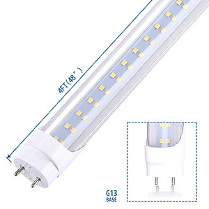 JOMITOP 28w Led Tube Light Bulb 4ft, Ballast Bypass Required,2pin G13 End 3360 Lumens, Day White 5000K, Replace 80W Fluorescent Light,Dual-End Powered Clear Cover AC 85-265V Pack of 4