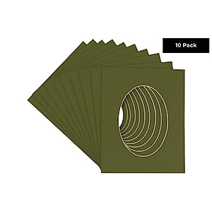 CountryArtHouse Dill Green Acid Free 32x40 Oval Picture Frame Mat with White Core Bevel Cut for 30x36 Pictures - Fits 32x40 Frame - Pack of 10 Matboards