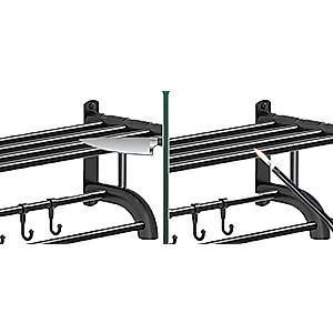 Shower Caddy Shelf Black No Drilling Shower Organizer with Hook Towel Bar Adhesive Rustproof Steel Shower Storage Shelves Adhesive Rack for Bathroom Washroom (Black)