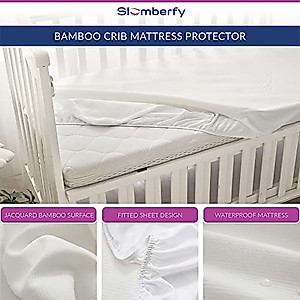 Mini Crib Mattress Protector by Slumberfy, Waterproof and Hypoallergenic Mattress Protector for Babies and Toddlers, Made of Bamboo Material, Mom's Choice Award Winner-27x39 inches