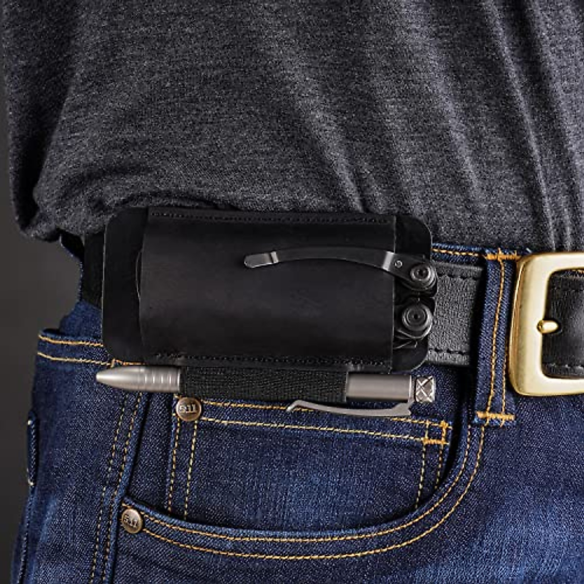 VIPERADE PJ33 Leather Knife Sheaths for Belt, Pocket Knife Holster, Pocket Knife Sheath, Horizontal Leather Knife Belt Holder