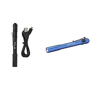 Streamlight 66134 Stylus Pro USB Rechargeable Penlight & 66122 Stylus Pro Penlight with White LED, Blue, 2x AAA Alkaline Batteries