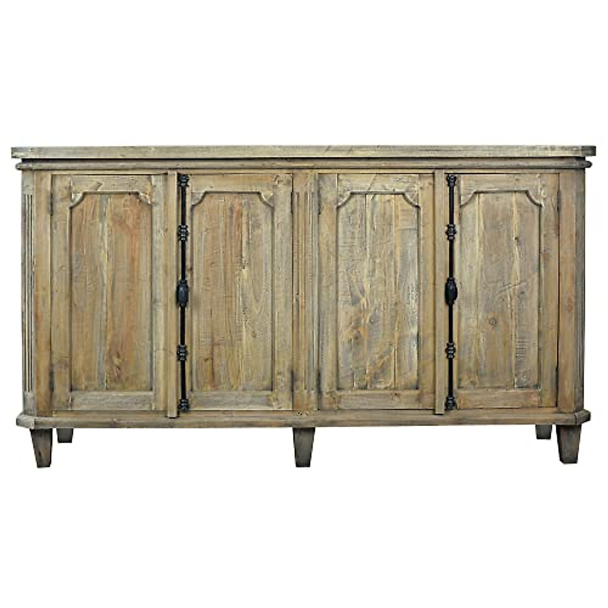 Sunset Trading Cottage 71" Panel Door Credenza | Driftwood Brown Solid Wood Fully Assembled Cabinet Sideboard