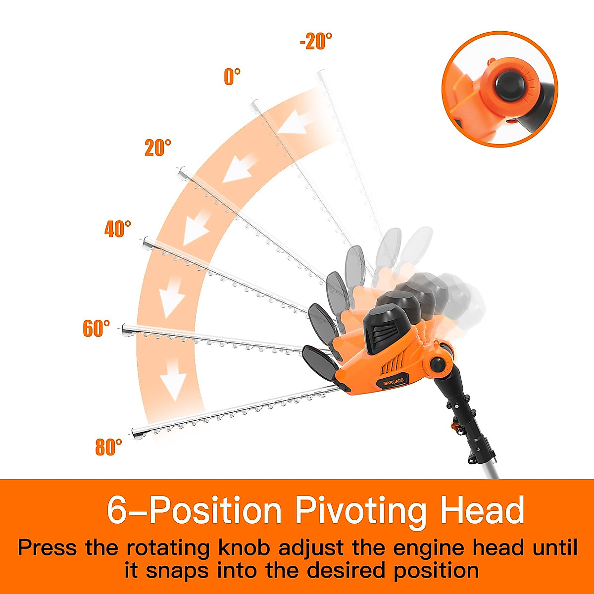 GARCARE Electric Hedge Trimmers, Corded 4.8A Pole Hedge Trimmer Set with 18 inch Laser Cut Blade