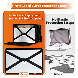 File Box with Lock, 2 Layers Fireproof Document Box, Waterproof Portable File Storage Organizer, 36 Pockets Fire Resistant File Box Organizer,Adjustable Handle for Hanging Letter/Legal Folder