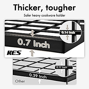 Kitchen 24 Inches Wall Mounted Pot Pan Rack Wall With 10 Hooks, Matte Black KUR215S60-BK