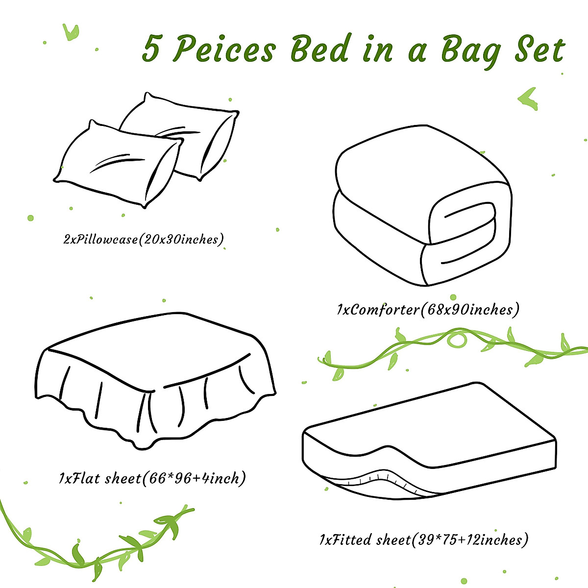 NTBAY Twin Comforter Set with Sheets, 5 Pieces Soft and Breathable Twin Bedding Set, Twin Bed in a Bag, Down Alternative Comforter Set Solid Color All Season, Kids Bedding Set, Navy Blue