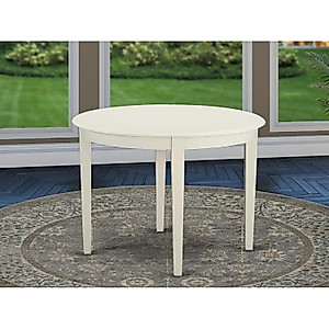 East West Furniture BOT-WHI-T Boston Round Kitchen Dining Table for Small Spaces, 42x42 Inch, Linen White