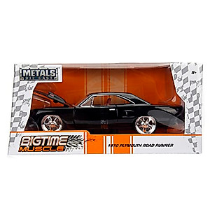 Big Time Muscle 1:24 1970 Plymouth Road Runner Die-Cast Car, Toys for Kids and Adults (Black)