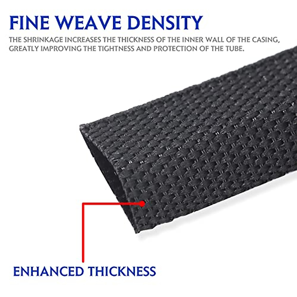 1" 5FT Heat Shrink Braided Tubing, 2:1 Ratio Shrinkable Fabric Sleeve, Tear-Resistant for Protection Automotive Cable Marine Mechanical Wires Abrasion