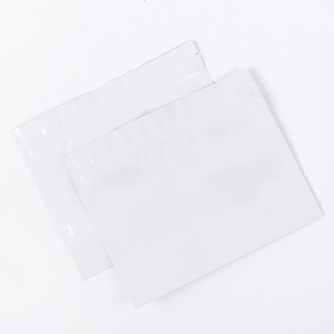 QQ Studio Pack of 100 Double-Sided Glossy Wide Mouth Smell Proof Stand Up Resealable Pouch Bags (Glossy White, 8.25x6.5" (7oz))