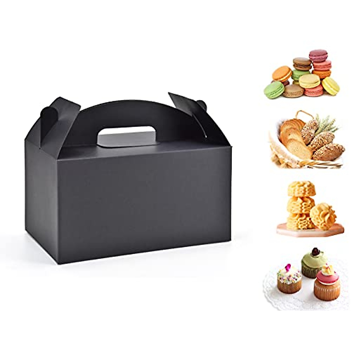 HUAPRINT Black Treat Boxes Large Bulk,Gable Boxes 30 Pack 9.45x5x5Inches,Party Favor Boxes Goodie Boxes for Birthday Party Baby Shower Wedding Christmas