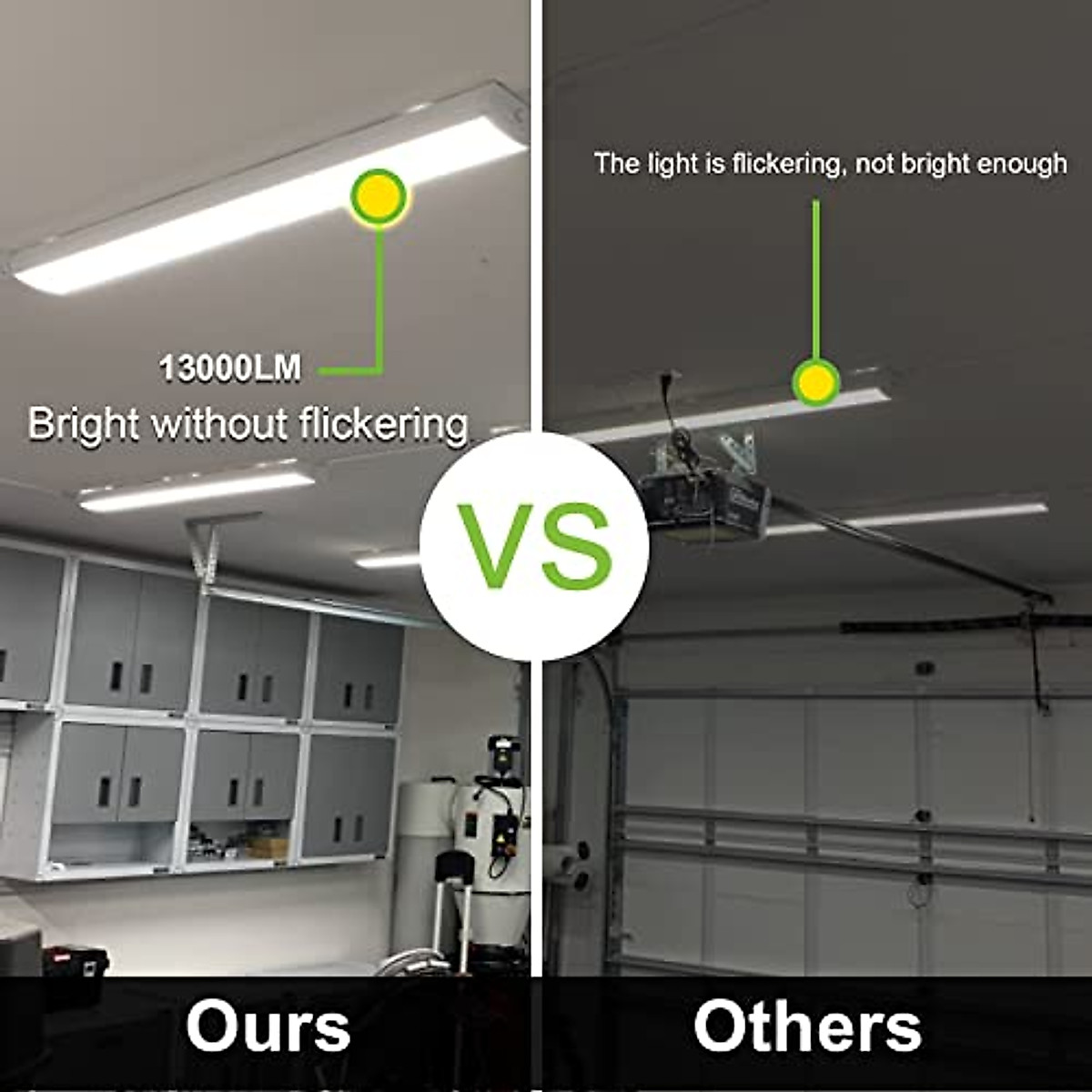 hykolity 4FT 120W LED Shop Light Linkable, 13000lm(400w Equivalent), 5000K Utility Shop Lights for Garages, Workshops, Basements, Hanging or FlushMount, with Power Cord and Pull Chain, ETL