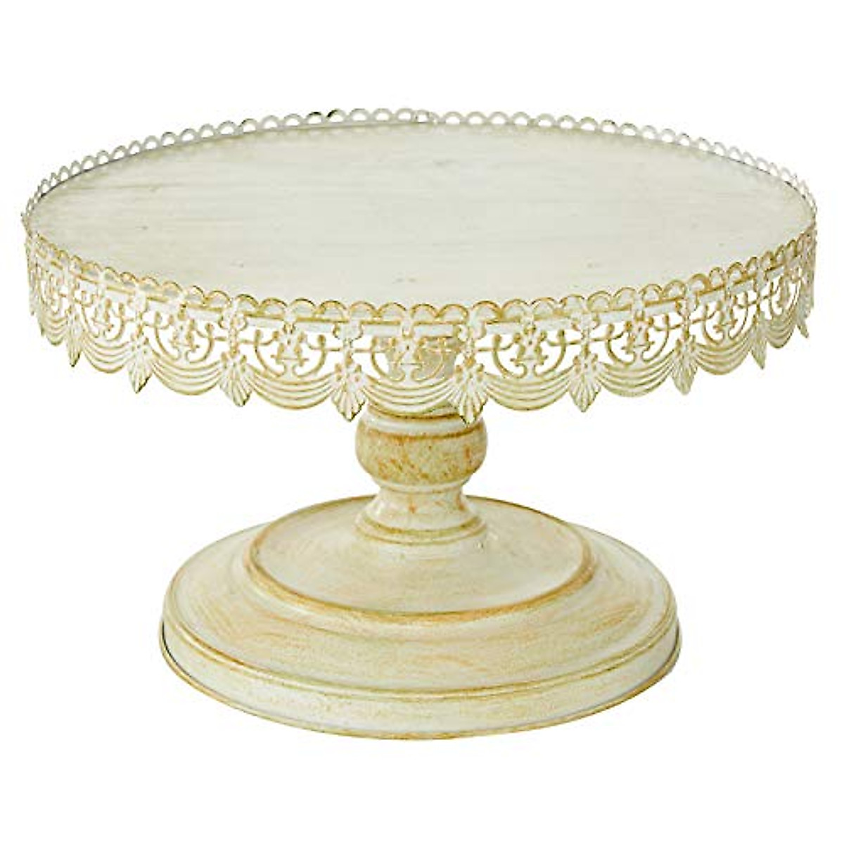 Deco 79 Farmhouse Metal Round Cake Stand, 16" x 16" x 9", White