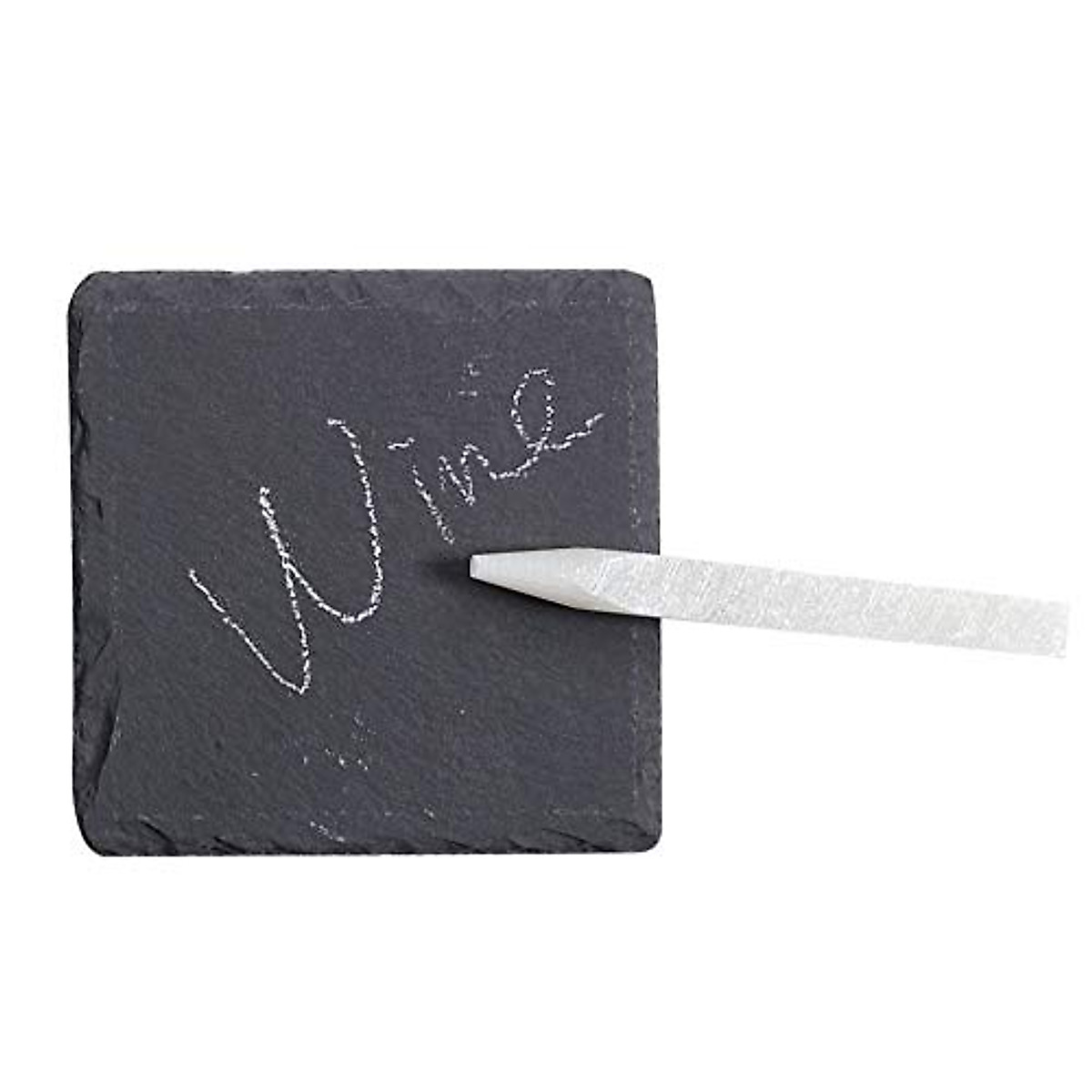 Slate Stone Drink Coasters - Set of 5 Square Black Natural Edge Stone Drink Coasters for Bar and Home- 4" x 4"