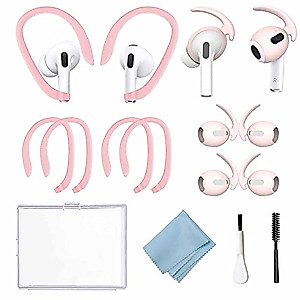 4 Pairs Ear Hooks Compatible with Apple AirPods 3 and AirPods Pro, Anti-Drop Ear Covers AirPods Accessories for Running, Cycling and Other Indoor-Outdoor Activities (Pink)
