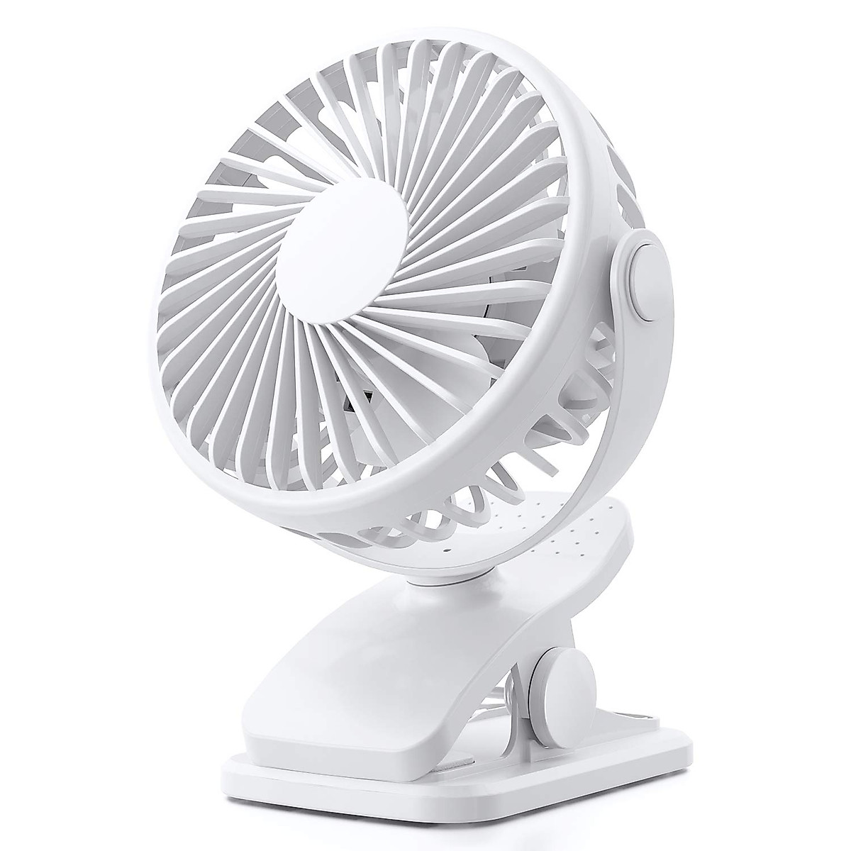 MISSUE Clip On Desk Fan, Baby Safe Stroller Fan, USB & Battery Operated Fan with 3 Speed for Men, Women, 3000 mAh Rechargeable Battery Include