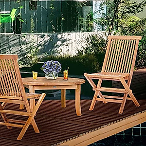 Teak Wood California Folding Outdoor Patio Dining Side Chair (Set of 2), Made from Solid A-Grade Teak Wood