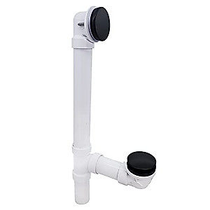 Westbrass 493244H-62 12" & 4" Bath Waste & Overflow Assembly with Tip-Toe Drain Plug and Illusionary Faceplate-SCH. 40 PVC Pipe, 1-Pack, Matte Black