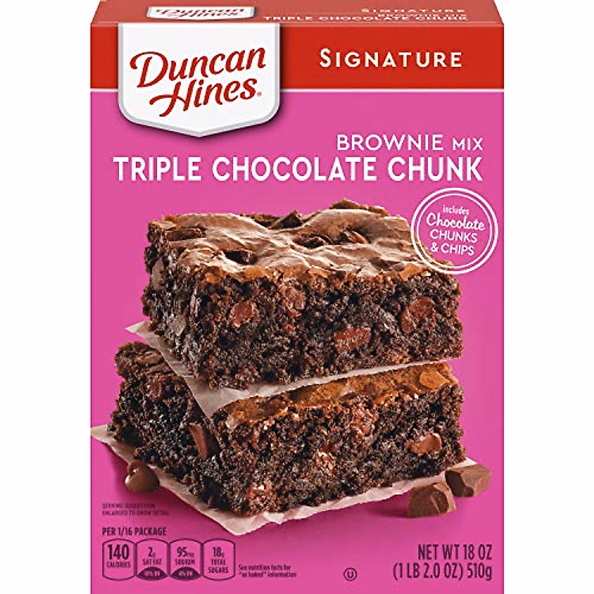 Duncan Hines Signature Triple Chocolate Chunk Brownie Mix, 18 OZ