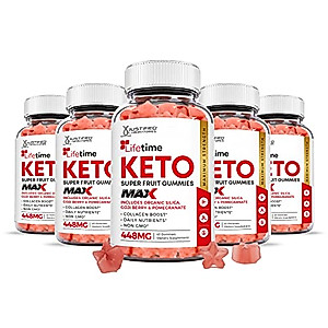 Justified Laboratories (5 Pack ) Lifetime Keto Max Gummies 448MG Contains Organic Bamboo Acai Berry with Pomegranate Juice 300 Gummys