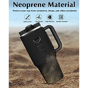OriJoy Cup Holder Pouch Protector Sleeve Bag for Stanley Quencher H2.0 & Adventure 40 oz Tumbler with Handle, Neoprene Carrier with Strap