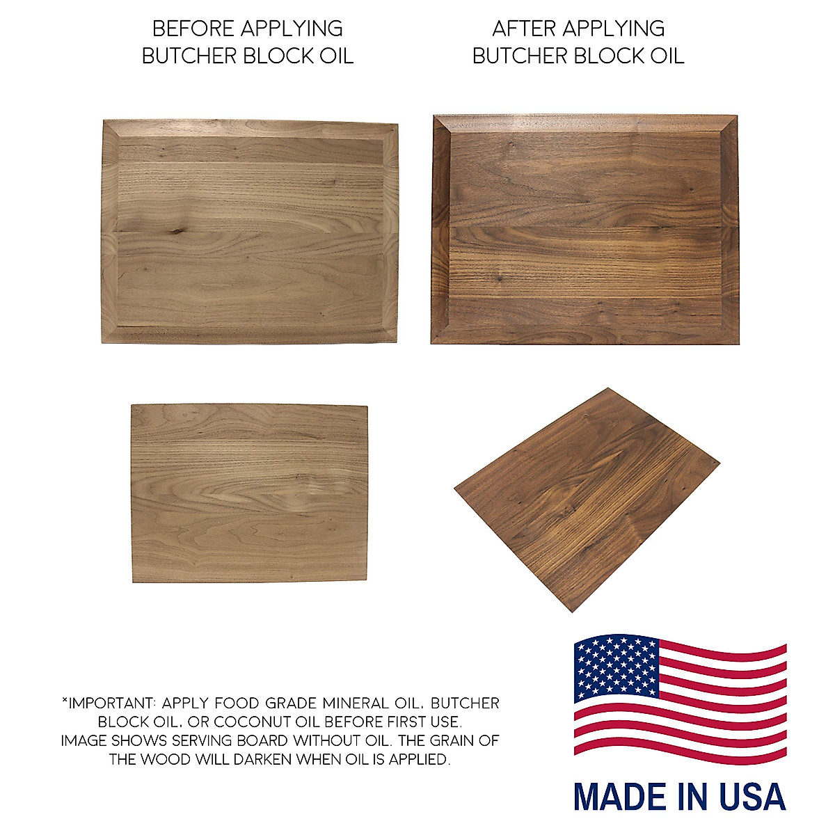 Walnut Hollow Solid Walnut Serving & Charcuterie Board for Entertaining, Weddings, and Gifts (42384)