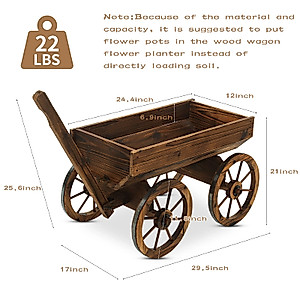 Notume Garden Wagon Decor with Wheels Rustic Flower Pot,Planters Wagon Indoor Outdoor Backyard Balcony Decor