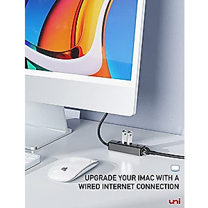 USB C to Ethernet Adapter, uni USB-C Hub with RJ45 Gigabit, [Thunderbolt 3/4 Compatible] USB 3.0 Multiport Hub for MacBook Pro/Air, iMac, iPad Pro, Surface Pro 7, Chromebook, XPS 17/15/13, and More