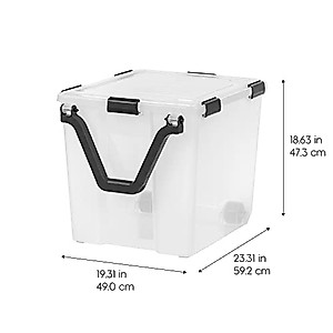 IRIS USA 106 Quart WEATHERPRO Wheeled Plastic Storage Bin Tote Organizing Container with Durable Lid and Seal and Secure Latching Buckles, Clear/Black, 3 Pack