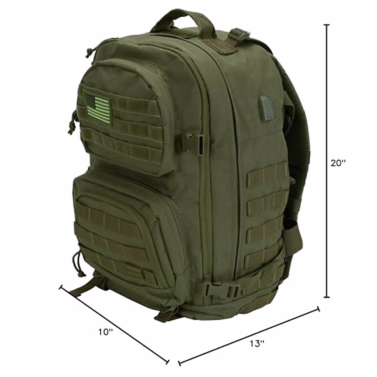 Rockland Military Tactical Laptop Backpack, Green, Large