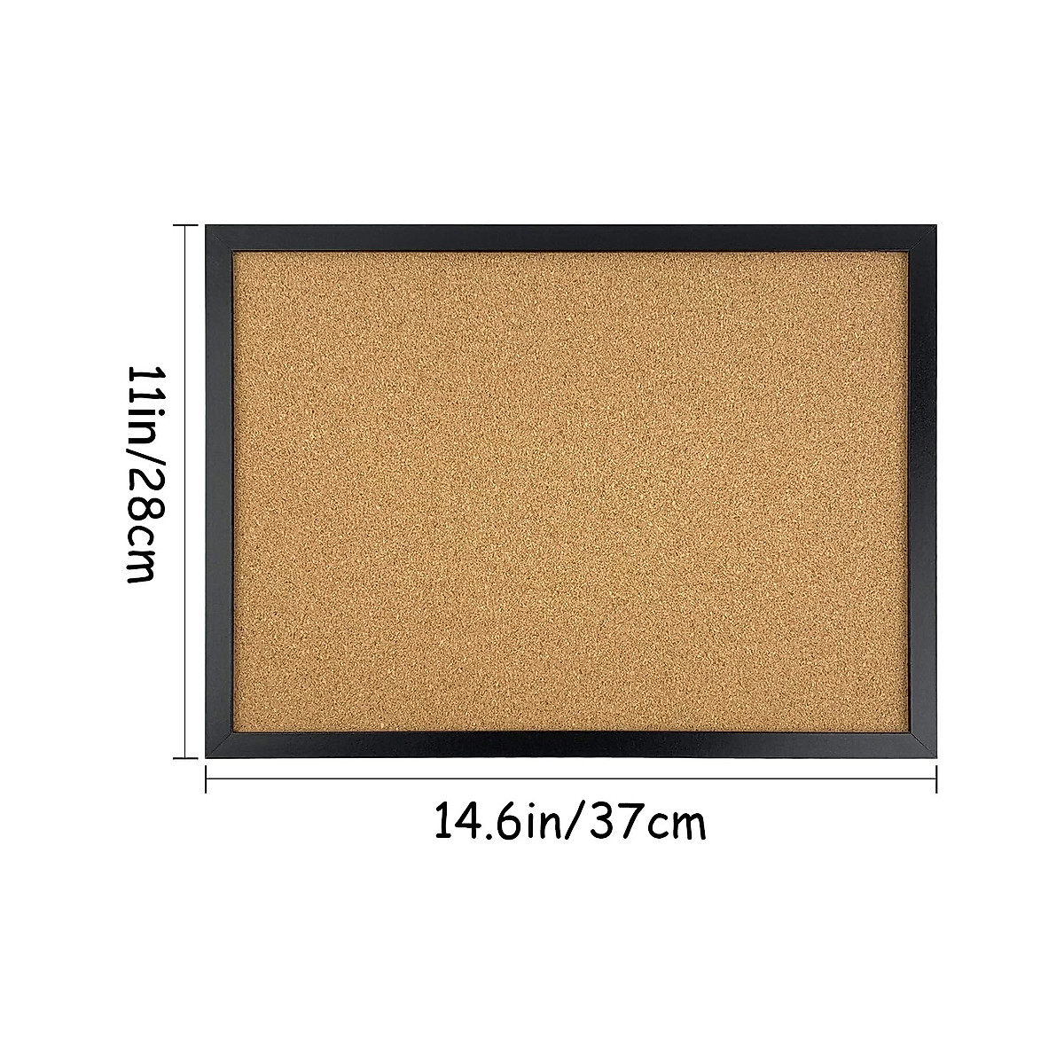 Black Cork Board Bulletin Board, 14.6"X 11" Cork Board, Oak Wood Finish Frame, Wall Mounted Cork Board for Office Home and School(Pins, Eye Bolts, gaskets, Screws)