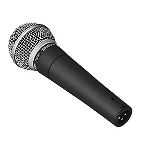 Shure SM58 Cardioid Dynamic Vocal Microphone with Pneumatic Shock Mount, Spherical Mesh Grille with Built-in Pop Filter, A25D Mic Clip, Storage Bag, 3-pin XLR Connector, No Cable Included (SM58-LC)