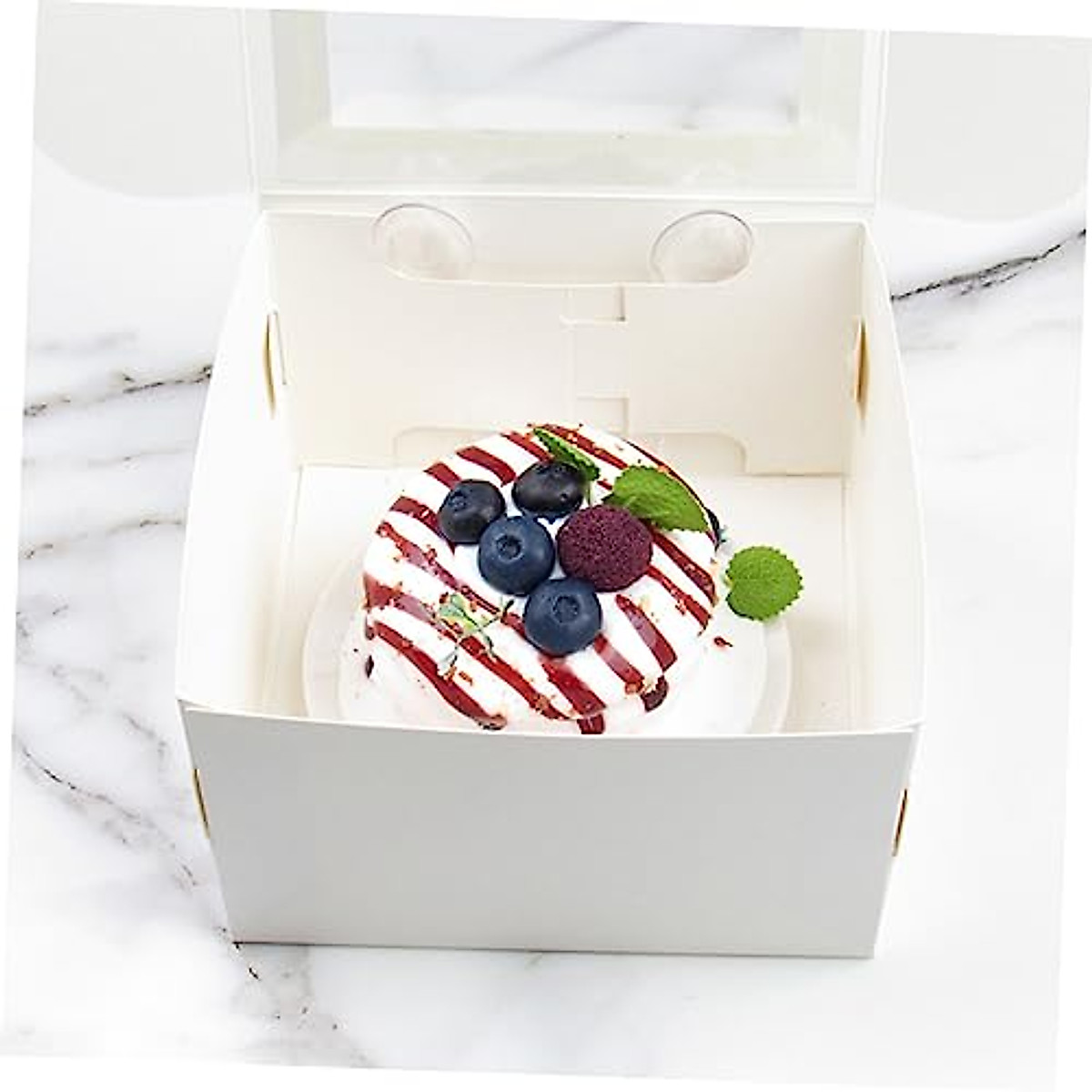 HEMOTON 60 Pcs Cookie Display Box Clear Box Treat Boxes with Window Mini Gift Boxes Chocolate Gift Box Mini Cake Boxes Baking Accessories Cookie Holder for Home Paperboard Cookie Box Donut