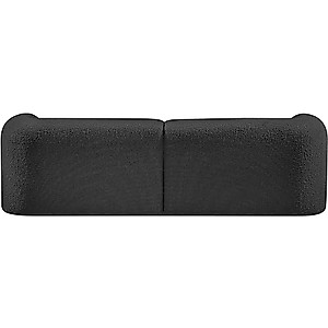 Meridian Furniture 139Black-S Emory Collection Art Deco Boucle Fabric Upholstered Sofa with Rich Black Boucle Fabric, Ball Pillows Included, 89" W x 34" D x 27" H, Black