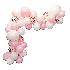 100pcs DIY Balloons Garland with Pink and White Balloons Confetti Balloons Perfect for Birthday Party Bridal Baby Shower Engagement Wedding Party Decor