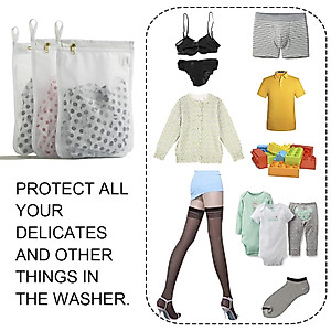 TENRAI Delicates Laundry Bags, Bra Fine Mesh Wash Bag for Underwear, Lingerie, Bra, Pantyhose, Socks, Use YKK Zipper, Have Hanger Loops, Small Openings (White, 3 Small)