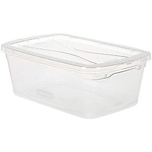 Rubbermaid Cleverstore Home Office Organization (6) 30 Qt & (12) 6 Qt Latching Stackable Plastic Storage Tote Container with Lid, Clear