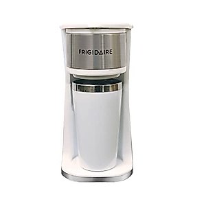 Frigidaire Stainless Steel Coffee Maker - Single Cup With Insulted Travel Mug ECMK095 with 420ml Capacity (White)