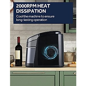 Ice Maker Countertop Machine with Self-Cleaning Function，26LBS in 24 Hours, 9 Bullet Cubes Ready in 6 Mins, Compact Ice Cube Maker with Ice Scoop & Basket for Home Kitchen Office Bar (Black)