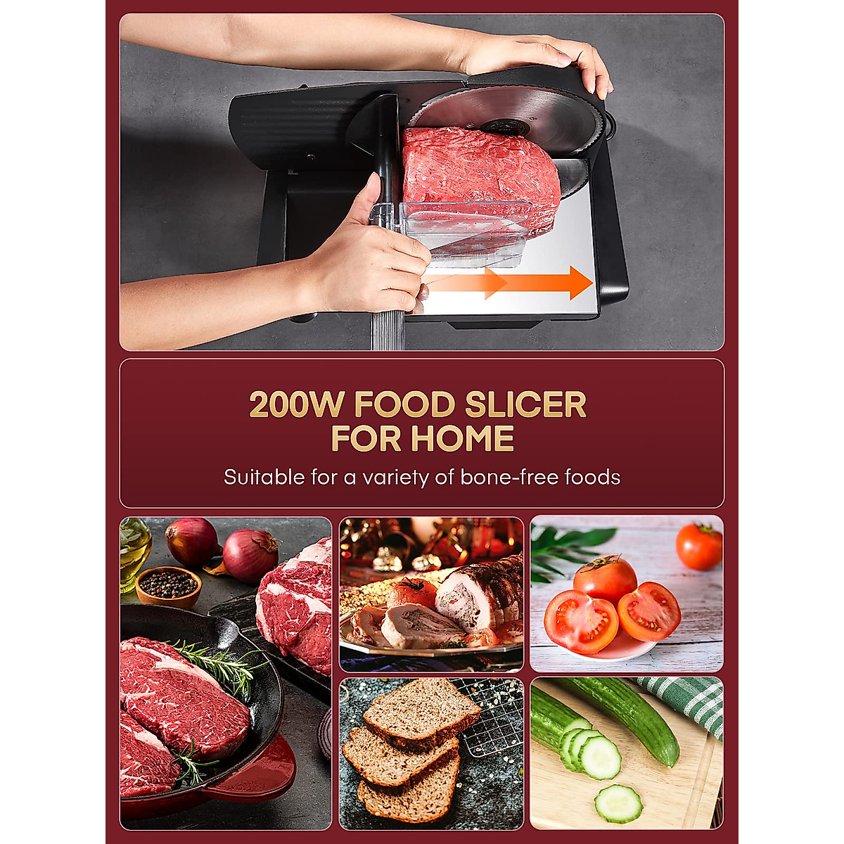 Two 7.5" Blade Meat Slicer 200 Watt for Home Use