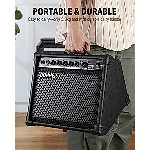 Donner DKA-20 Keyboard Amplifier 20 Watt Keyboard AMP with Aux in and Two Channels, Bass Guitar Amp, Piano Amplifier, Electronic Drum Speaker Support for Microphone Input