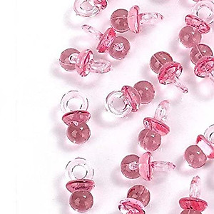 Adorox (144 Pieces) Pink Acrylic Baby Pacifiers Baby Shower Decoration Table Scatter