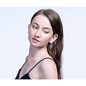 S925 Sterling Silver Single Row Round Solitaire Cubic Zirconia Rhodium Plated 'In and Out' Woman Man Hoop Huggie Earring Honest Mantra SE221