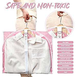 6 Pcs Kids Dance Costume Garment Bag Garment Bags for Hanging Clothes Clear Garment Bags Dance Garment Bags for Dancers with 5 Zipper Pockets Closet Hanging Clothes Cover (Pink,37 x 21 Inch)