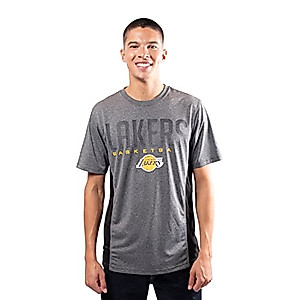 Ultra Game NBA Los Angeles Lakers Mens Active Tee Shirt, Charcoal Heather, Large