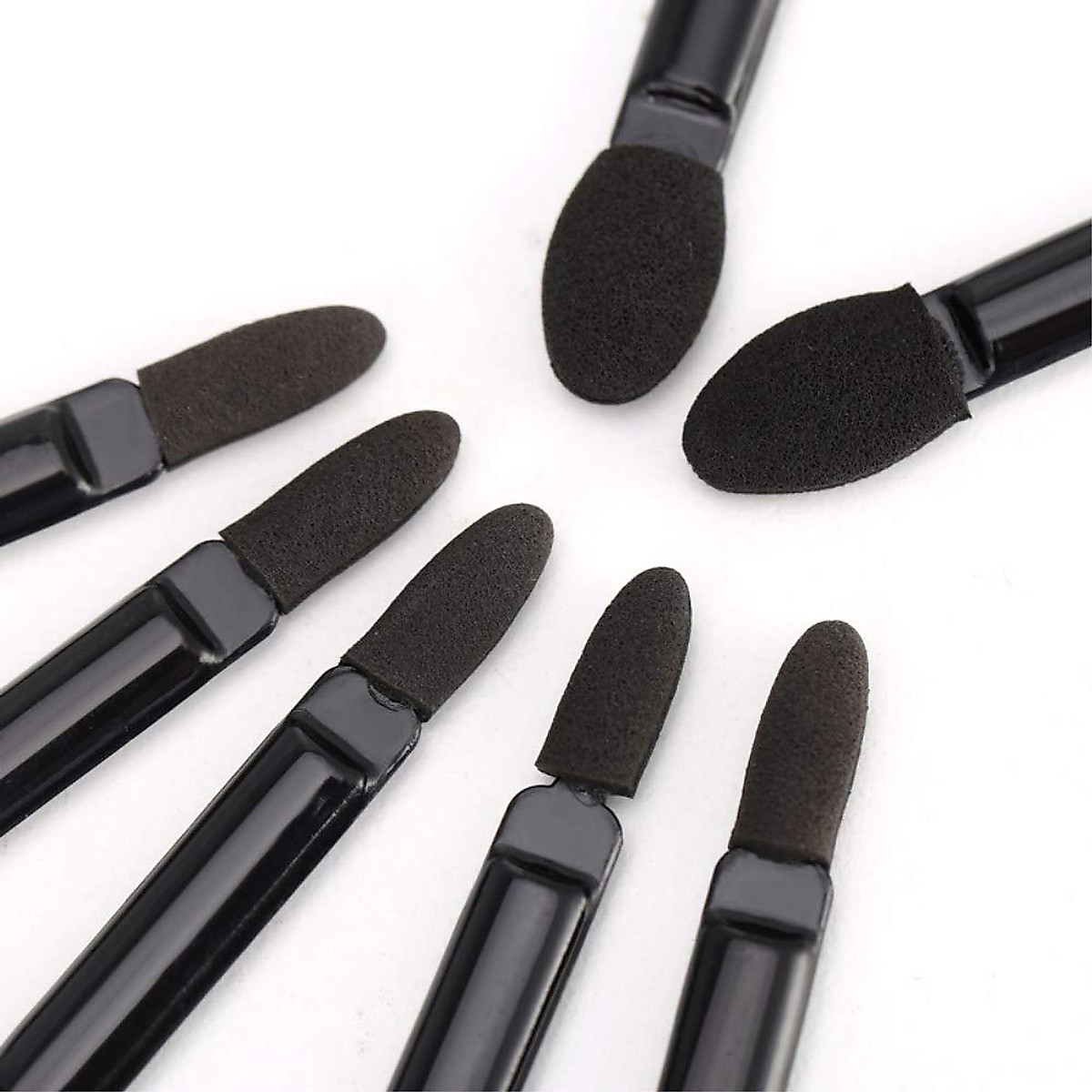 AaKode 50PCS Disposable Double Head Eyeshadow Sponge Brushes Cosmetic Tool, Professional Dual Sides Eyeshadow Brushes Makeup Applicator(Size: 2.44 inch, Color: Black)