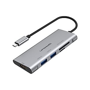 USB C Hub, 5-in-1 USB C Adapter, with 4K USB C to HDMI, SD and microSD Card Reader, 2 USB 3.0 Ports, for MacBook Pro 2020/2019/2018, iPad Pro 2020/2019, Pixelbook, XPS, and More