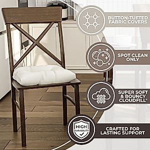 Klear Vu Gripper Overstuffed Universal Non-Slip Dining Chair Cushions for Kitchen Decor or Office Use, U-Shaped Skid-Proof Seat Pad, 17x17 Inches, 2 Count (Pack of 1), Solid Ivory